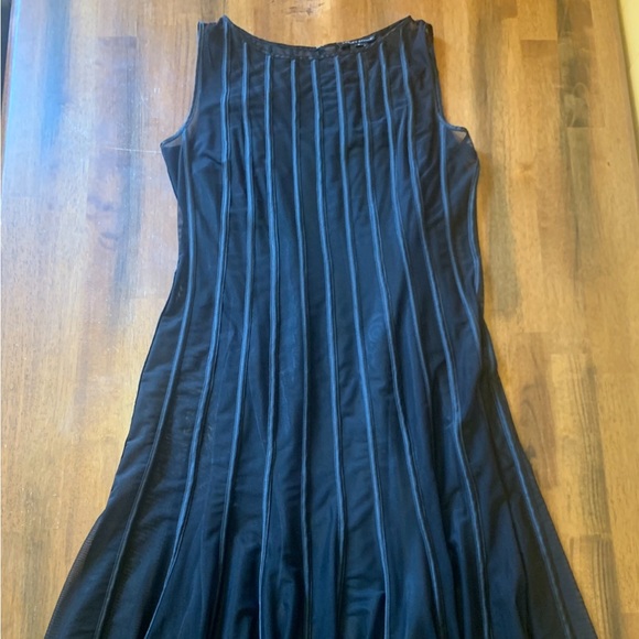 Sandra Darren | Dresses | Sandra Darren Black Sheer Ribbed Flair Dress ...